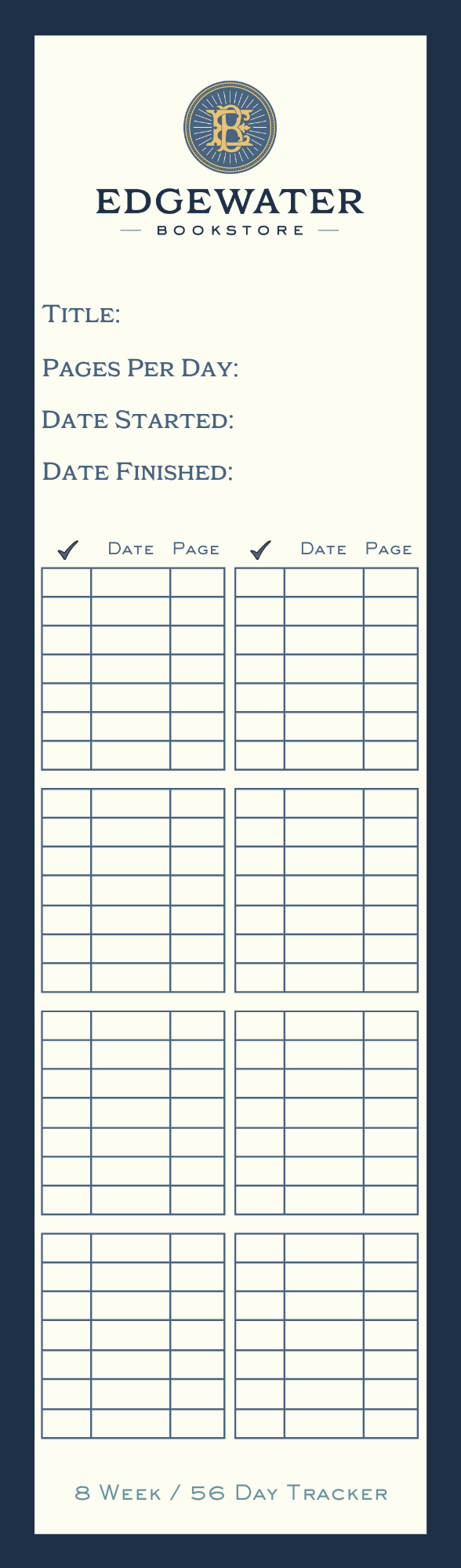Reading Tracker Bookmark | Build a Reading Habit in 8 Weeks – Edgewater ...